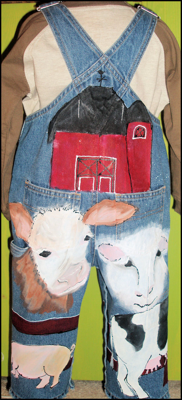 Custom painted barnyard Overalls for your little guy