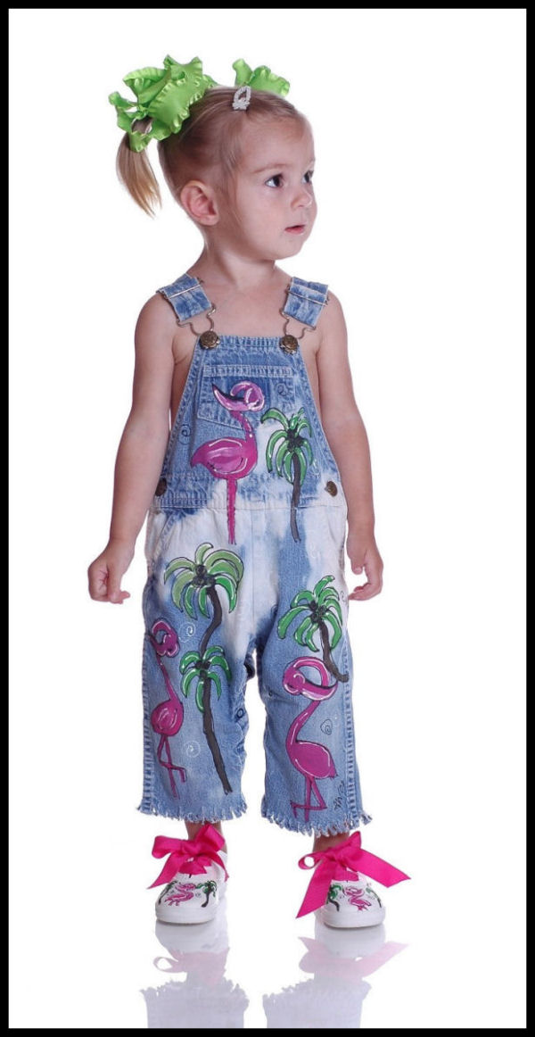 Custom painted peace and paisley overalls